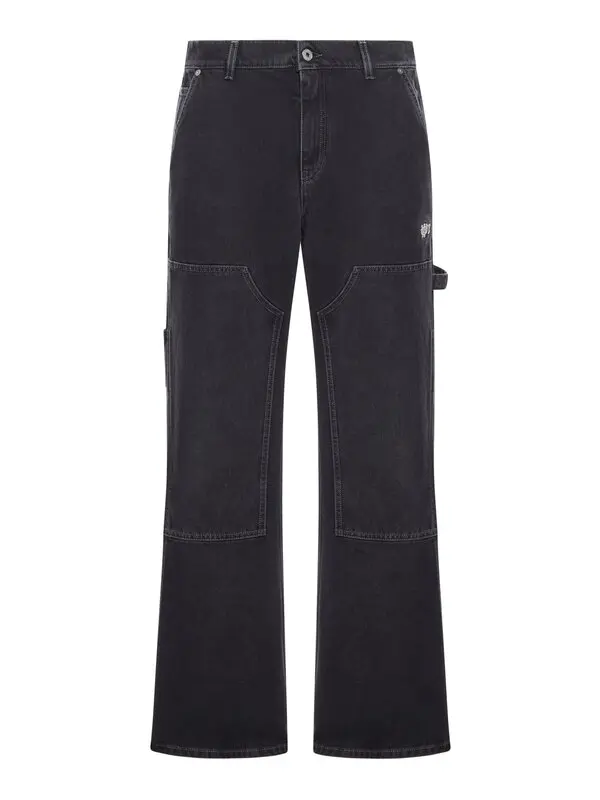 Off-White Logo Patch Straight Leg Jeans - Black