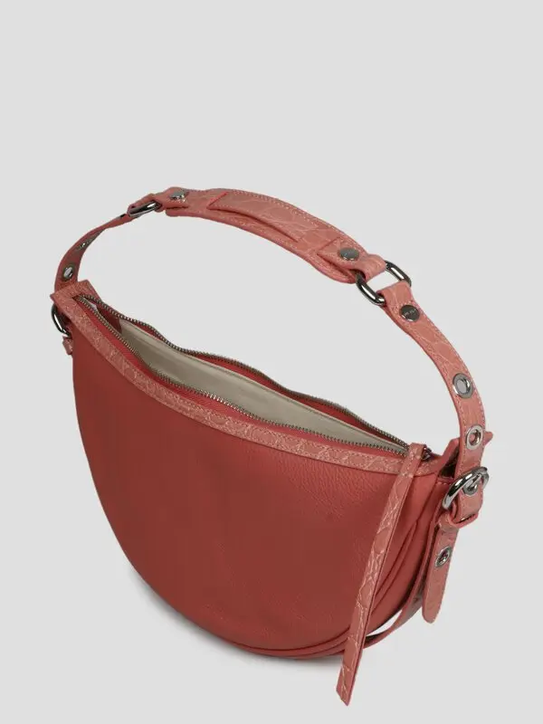 By Far Embossed Leather Shoulder Bag - Brown