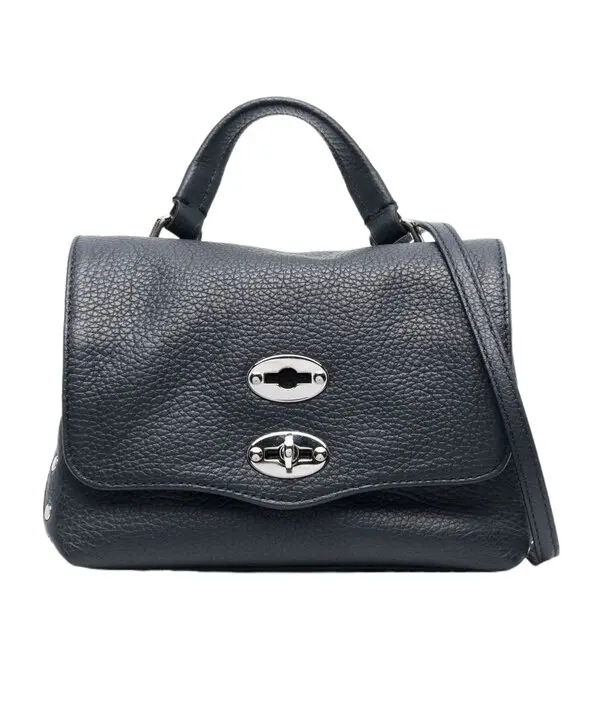 ZANELLATO Postina Baby Leather Tote Bag With Turn Lock And Stud Embellishments - Black