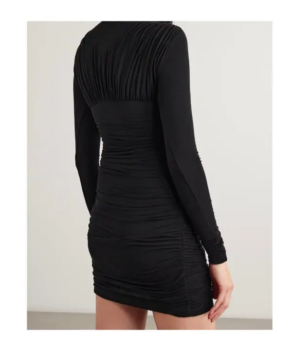 AGOLDE Long Sleeve Crewneck Ruched Dress
