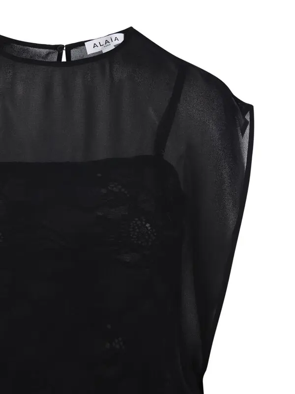 Alaïa Georgette Bodysuit Top