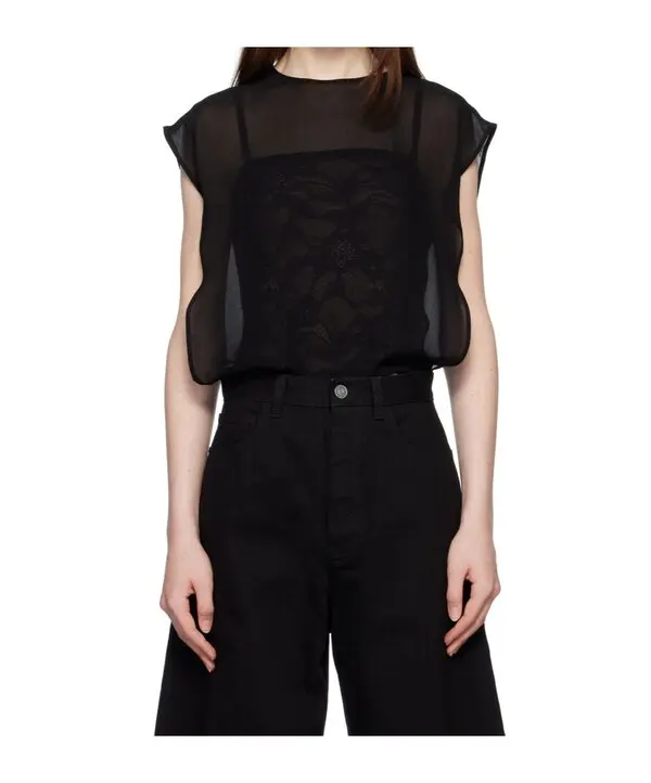 Alaïa Georgette Bodysuit Top