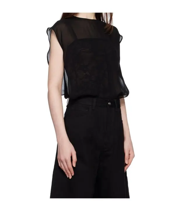 Alaïa Georgette Bodysuit Top