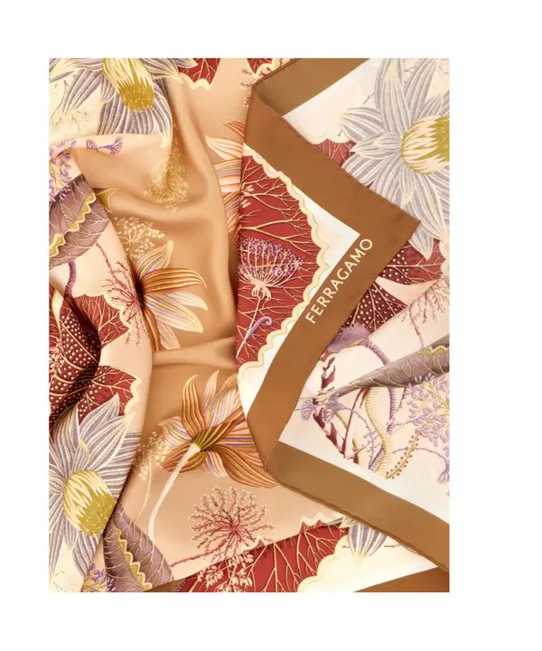 FERRAGAMO Water Lilies Print Silk Scarf