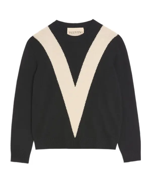 Valentino Garavani Crew Neck Long Sleeve Jumper With Graphic Print - Green