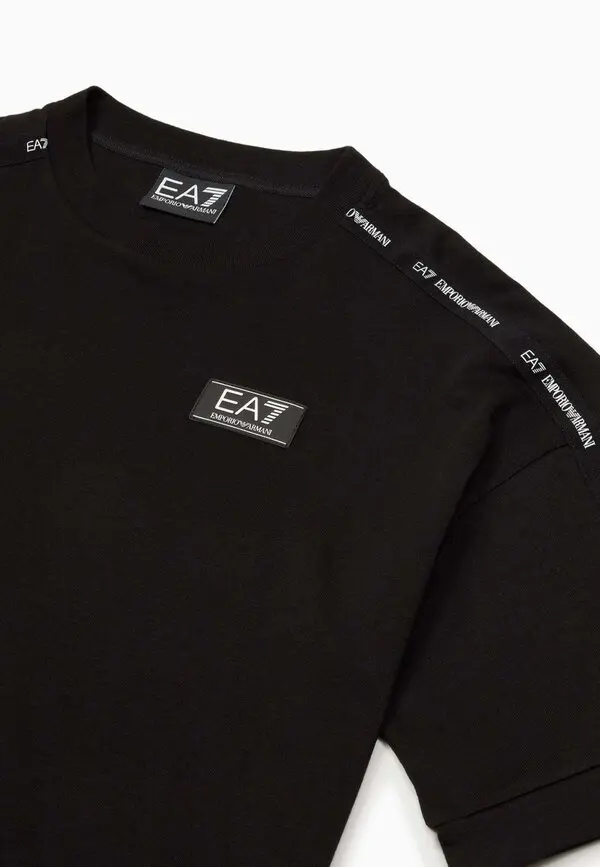 EA7 Cotton Jersey Crewneck T-shirt With Logo Patch