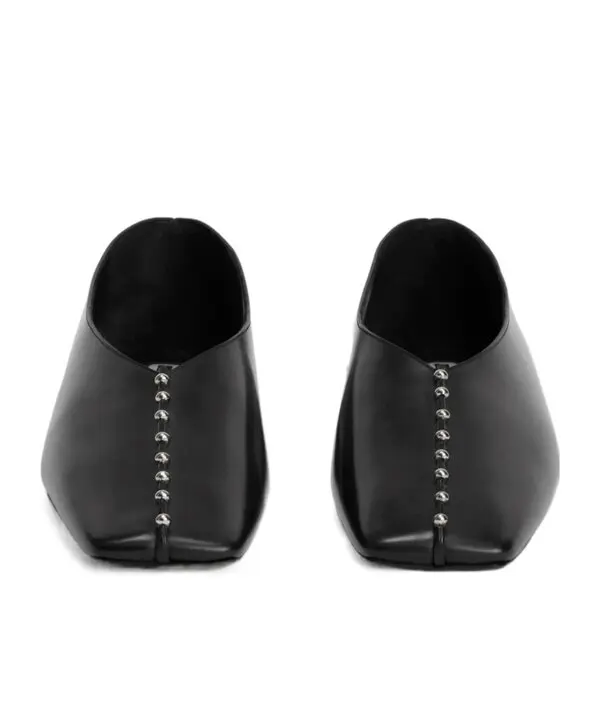 JIL SANDER Studded Pointed Toe Flats - Black
