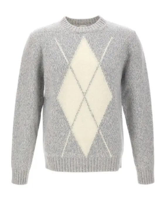 Eleventy Argyle Patterned Crew Neck Sweater - Gray