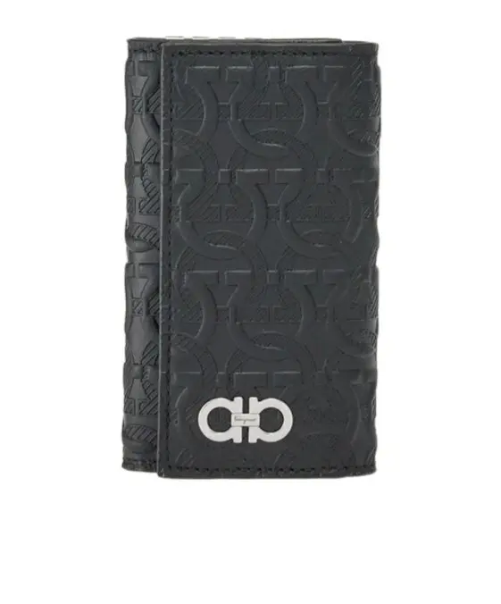 FERRAGAMO Gancini Logo Key Bag - Black