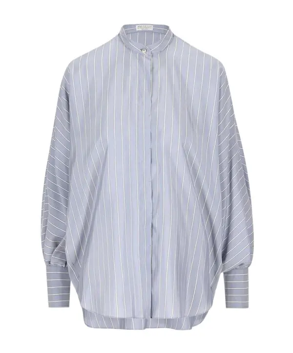 Brunello Cucinelli Striped Buttoned Shirt - Gray