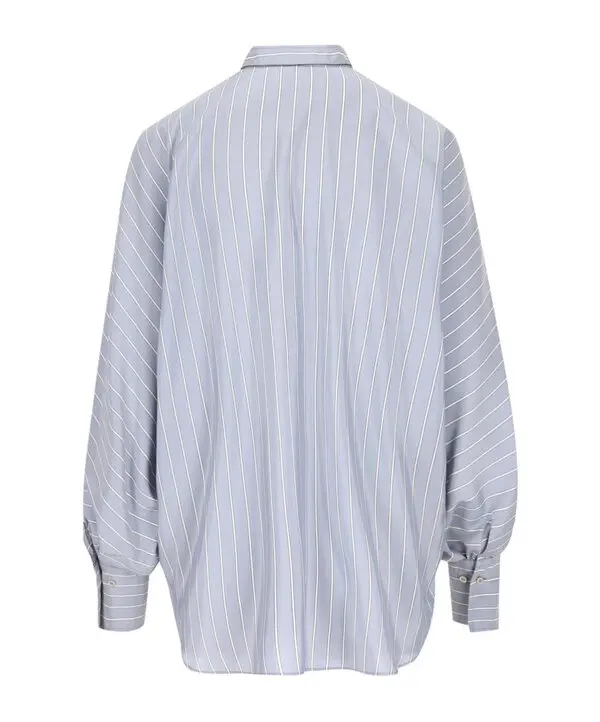 Brunello Cucinelli Striped Buttoned Shirt - Gray