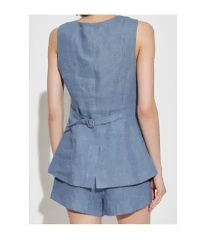Posse Double-breasted Sleeveless Waistcoat With Flared Hem