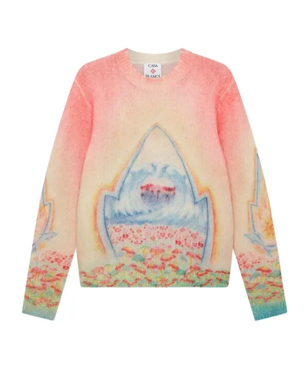 Casablanca The Great Wave" Printed Pullover - Pink
