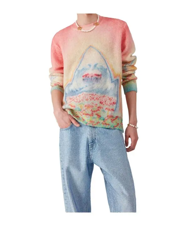 Casablanca The Great Wave" Printed Pullover - Pink