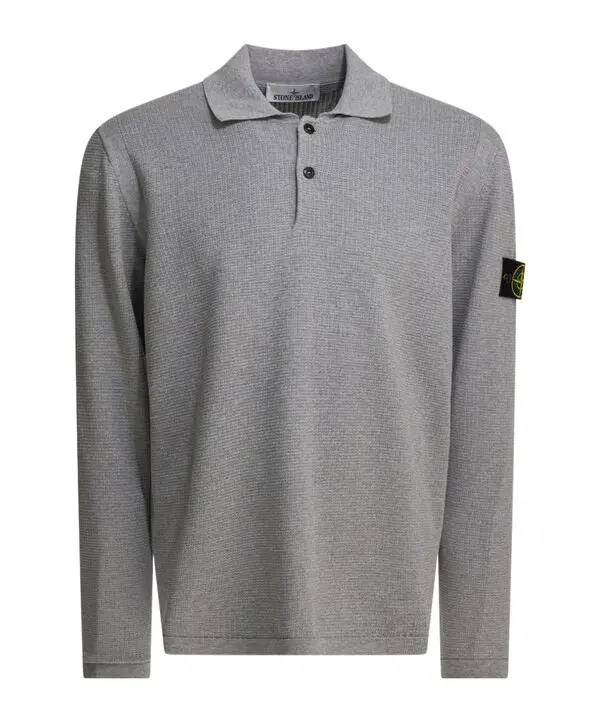 Stone Island Long-sleeve Knit Polo Shirt - Grey