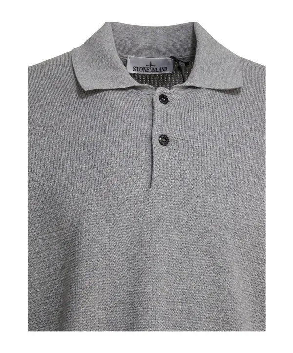Stone Island Long-sleeve Knit Polo Shirt - Grey