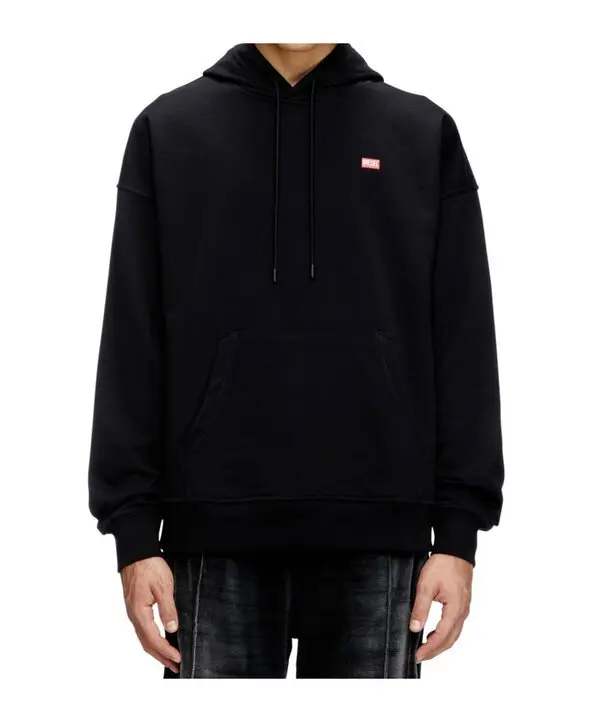 DIESEL® S-rob Logo Printed Drawstring Hoodie - Black
