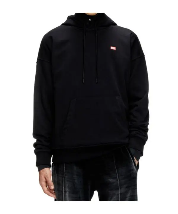 DIESEL® S-rob Logo Printed Drawstring Hoodie - Black