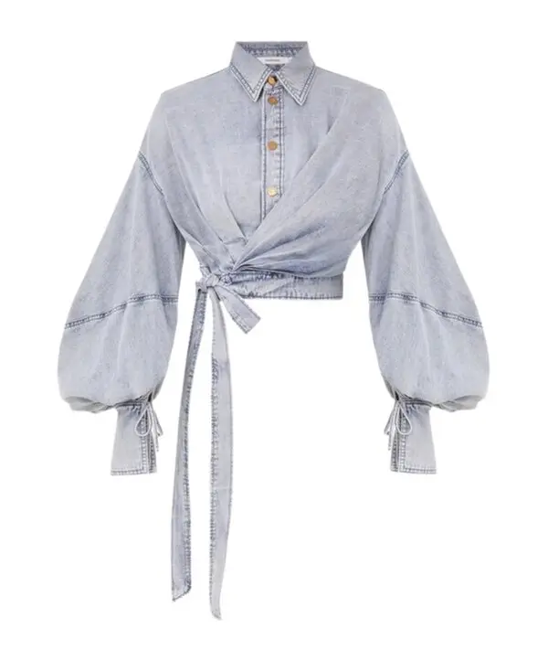 Zimmermann Rebellion Wrap Denim Top