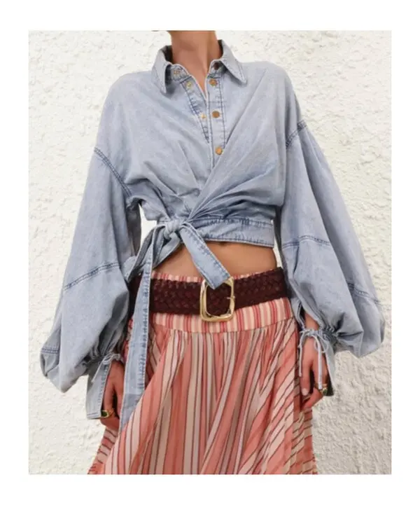 Zimmermann Rebellion Wrap Denim Top