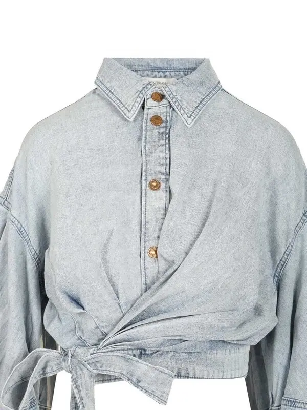 Zimmermann Rebellion Denim Wrap Top