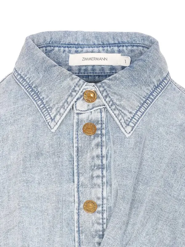 Zimmermann Rebellion Denim Wrap Top