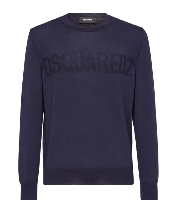 Dsquared2 Logo Intarsia Crewneck Knitted Jumper - Black