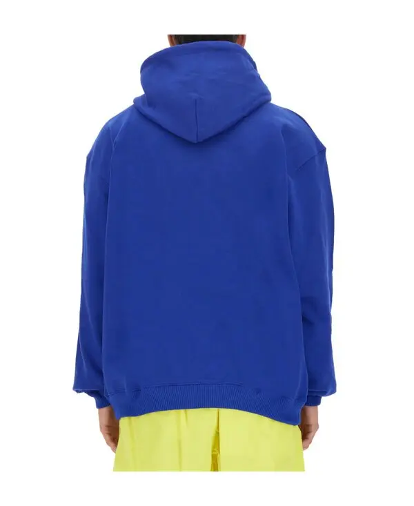 MSGM Graphic Print Drawstring Hoodie - Blue