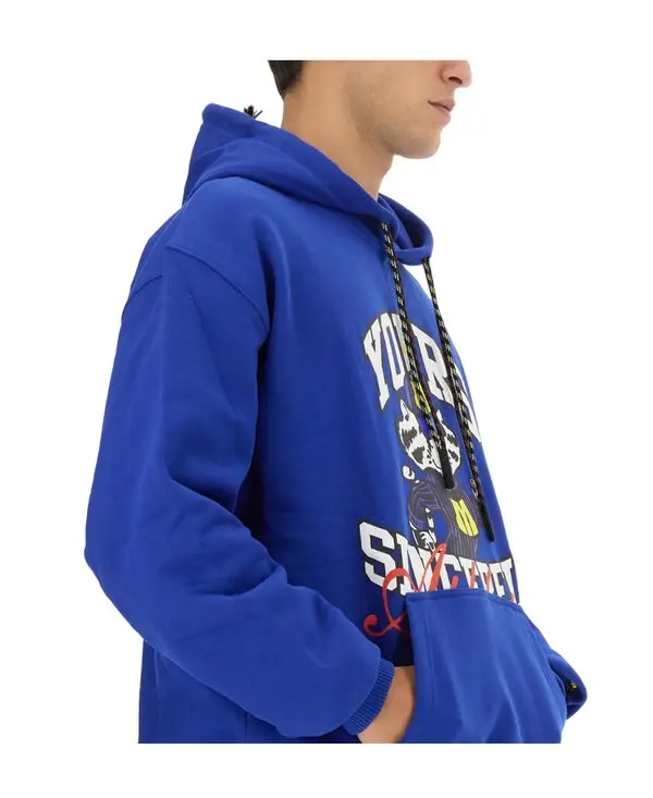 MSGM Graphic Print Drawstring Hoodie - Blue