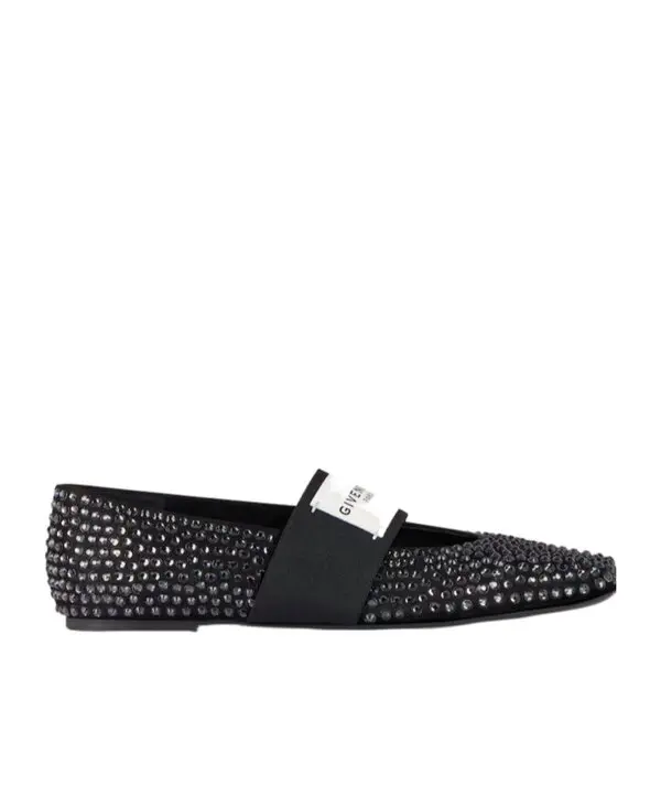 Givenchy Sliced Square Ballet Flats With Strap Detail - Black