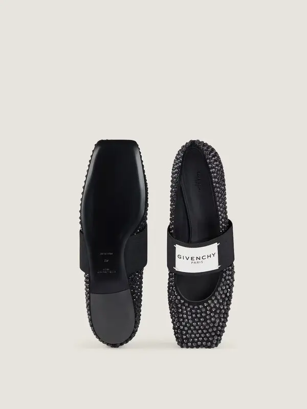 Givenchy Sliced Square Ballet Flats With Strap Detail - Black