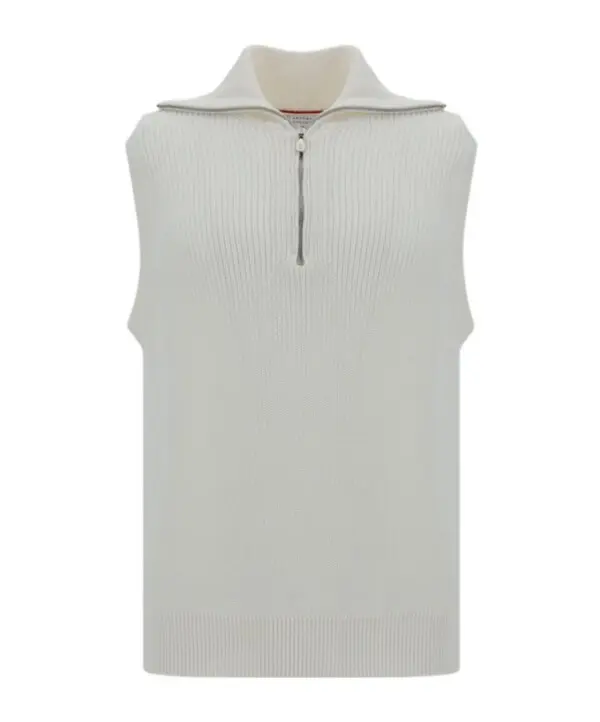 Brunello Cucinelli Half-zip Ribbed-knit Gilet