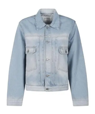 Victoria Beckham Cropped Denim Trucker Jacket - Blue