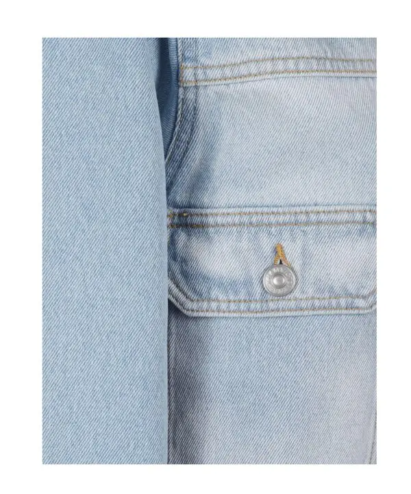 Victoria Beckham Cropped Denim Trucker Jacket - Blue