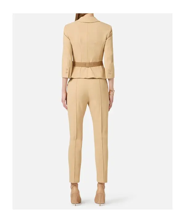 Elisabetta Franchi Belted Pleated Trousers - Camel