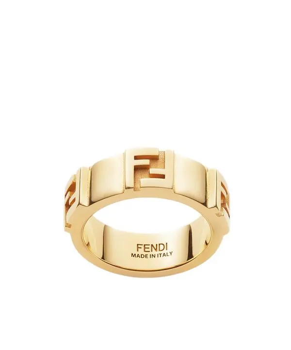 Fendi Ff Pattern Metal Ring - Gold