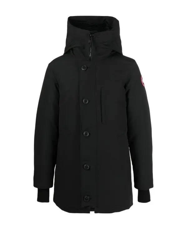 Canada Goose Logo Patch Hooded Down Coat - Black