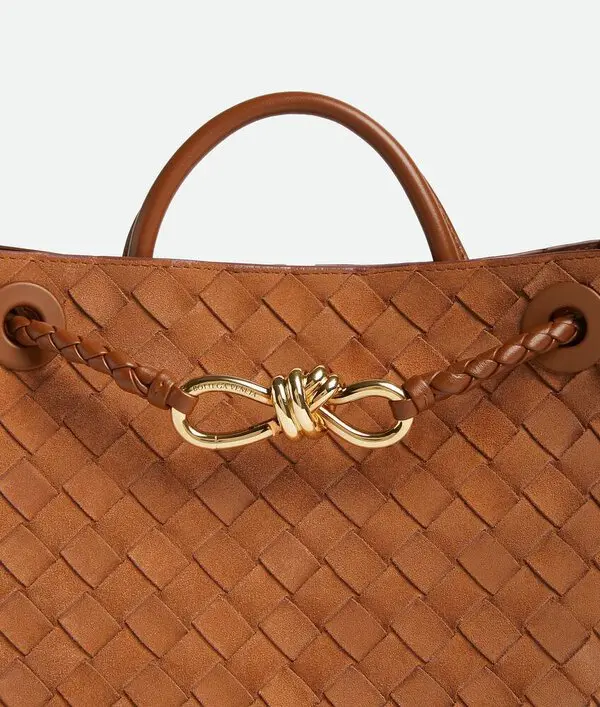 Bottega Veneta Andiamo Small Top Handle Bag - Amber