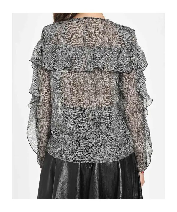 Elisabetta Franchi Sheer Blouse With Ruffled Hem