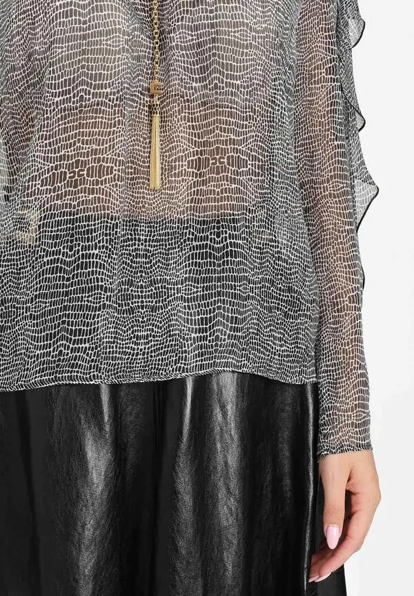 Elisabetta Franchi Sheer Blouse With Ruffled Hem