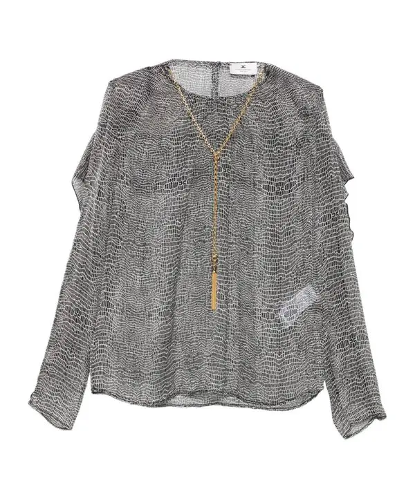 Elisabetta Franchi Sheer Blouse With Ruffled Hem