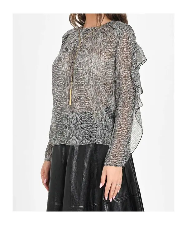 Elisabetta Franchi Sheer Blouse With Ruffled Hem