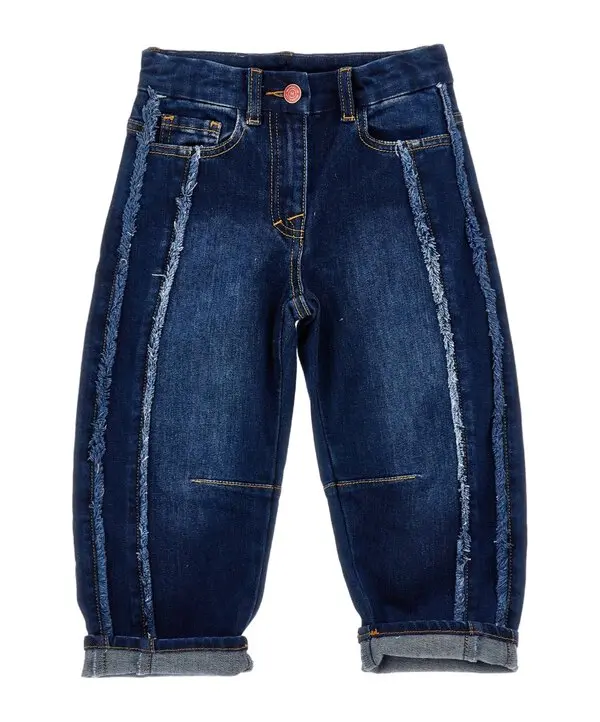 Monnalisa Straight-leg Fringed Jeans With Hello Kitty Detail