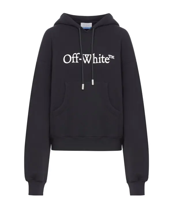 Off-White Drawstring Long-sleeved Hoodie - Black