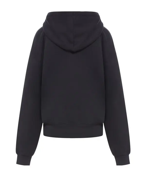 Off-White Drawstring Long-sleeved Hoodie - Black