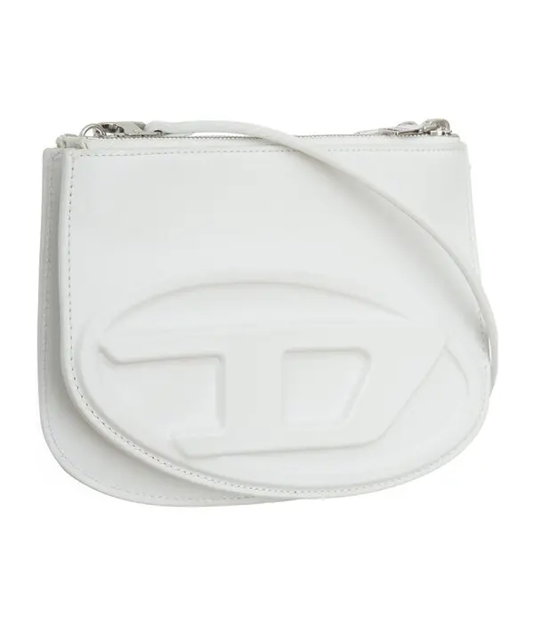 DIESEL® Logo Embossed Zipped Shoulder Bag - White