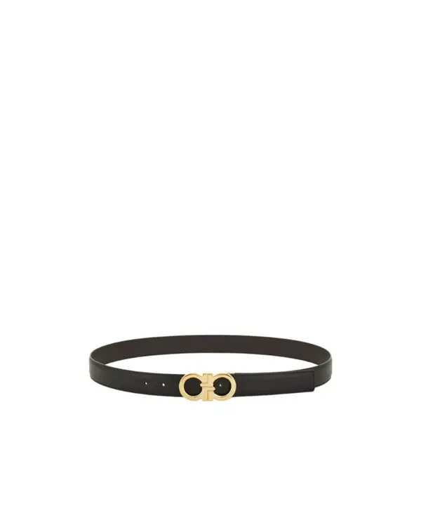 FERRAGAMO Reversible Gancini Buckle Belt - Black/testa Di Moro