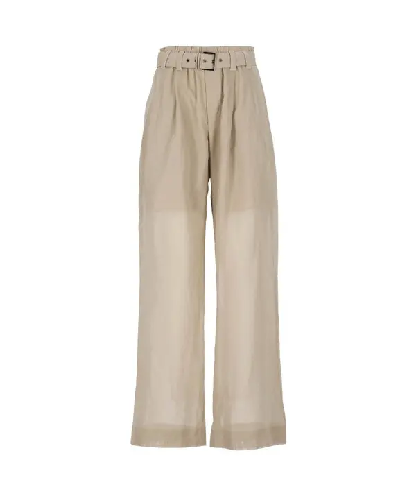 Brunello Cucinelli Belted Wide-leg Trousers - Beige