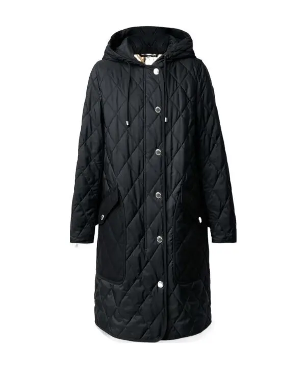 Burberry Roxby Diamond-quilted Mid-length Coat With Drawstring Hood