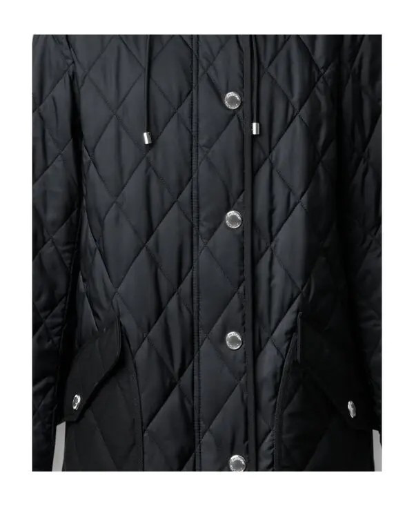 Burberry Roxby Diamond-quilted Mid-length Coat With Drawstring Hood